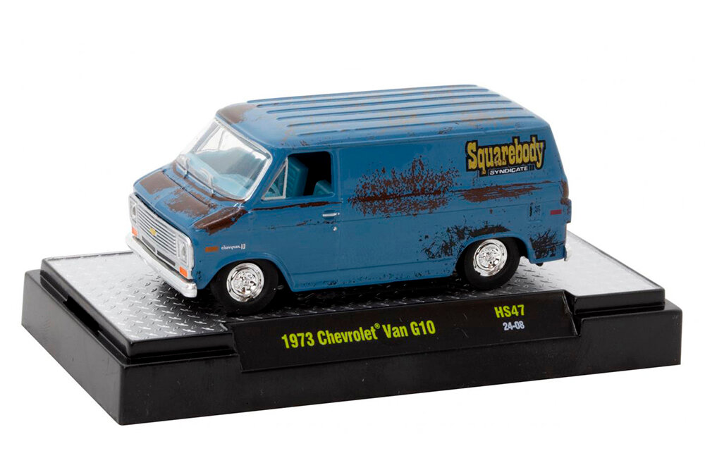 Модель коллекционная M2 MACHINES Chevrolet G10 van 1973 blue rusted smoke box (длина модели 6-10 см)