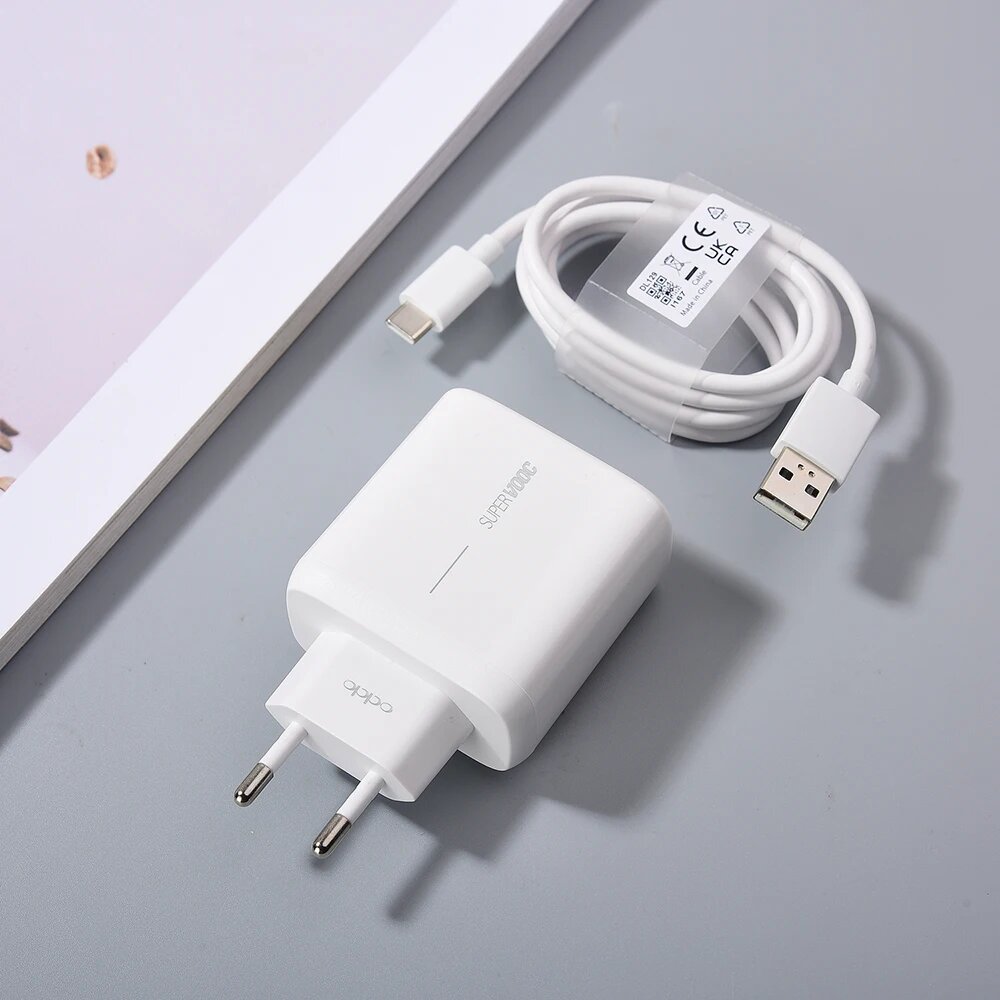 Оригинальное зарядное устройство OPPO SuperVooc 65W EU, кабель
