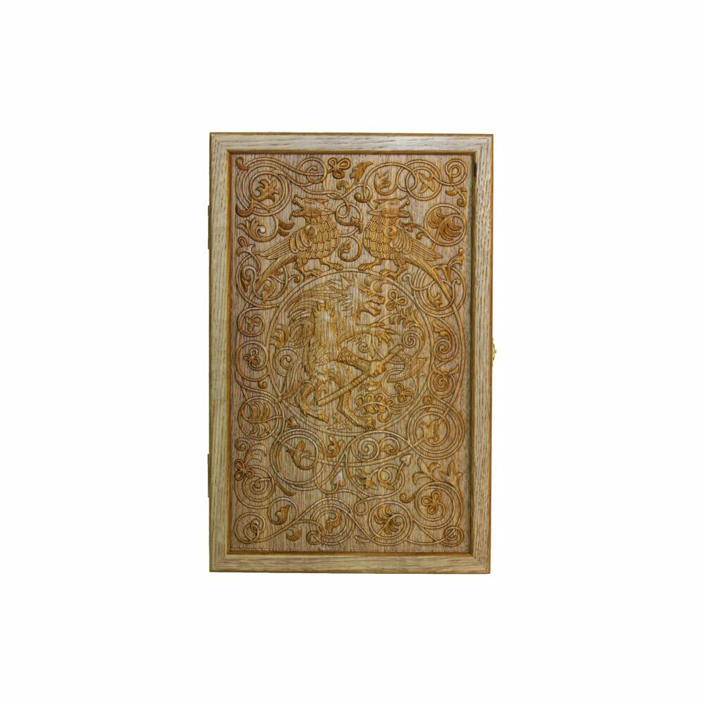 Резные дорожные нарды-шашки из массива чёрного дуба Волкодлак 36х46 см 999-164-14