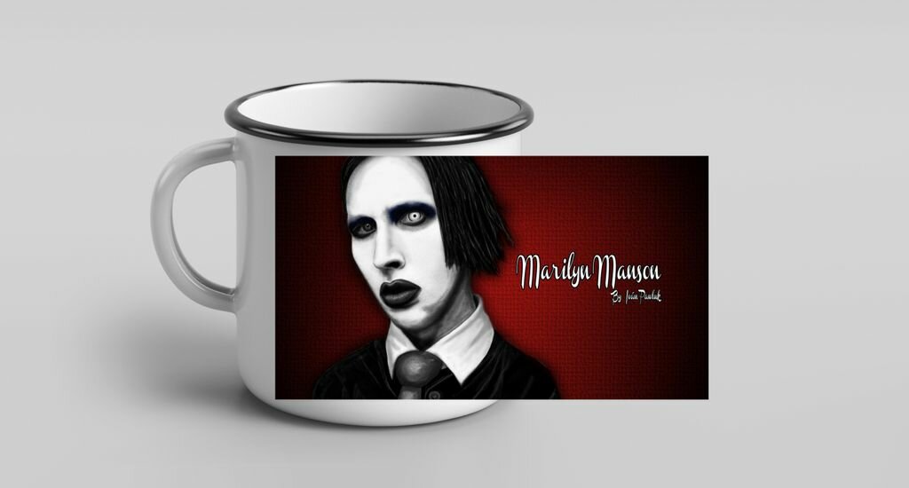 Кружка металлическая эмалированная Marilyn Manson, Мэрилин Мэнсон №2