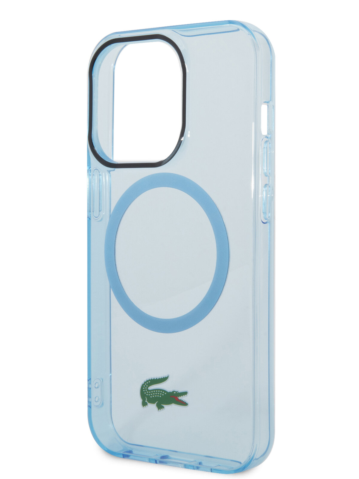Lacoste для iPhone 15 Pro Max чехол PC/TPU Croc logo Hard Transparent Light Blue (MagSafe)