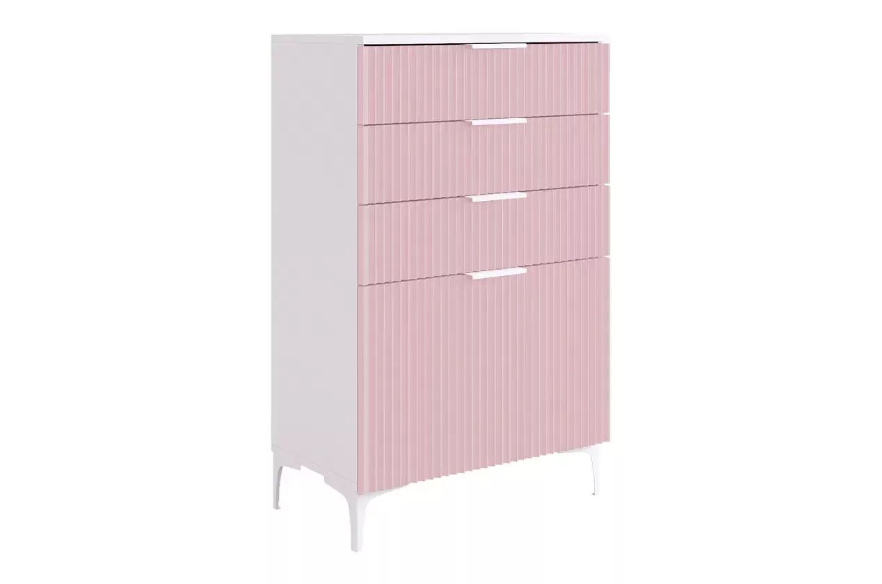 Комод «Зефир», белое дерево/пудра розовая (602х355х962)