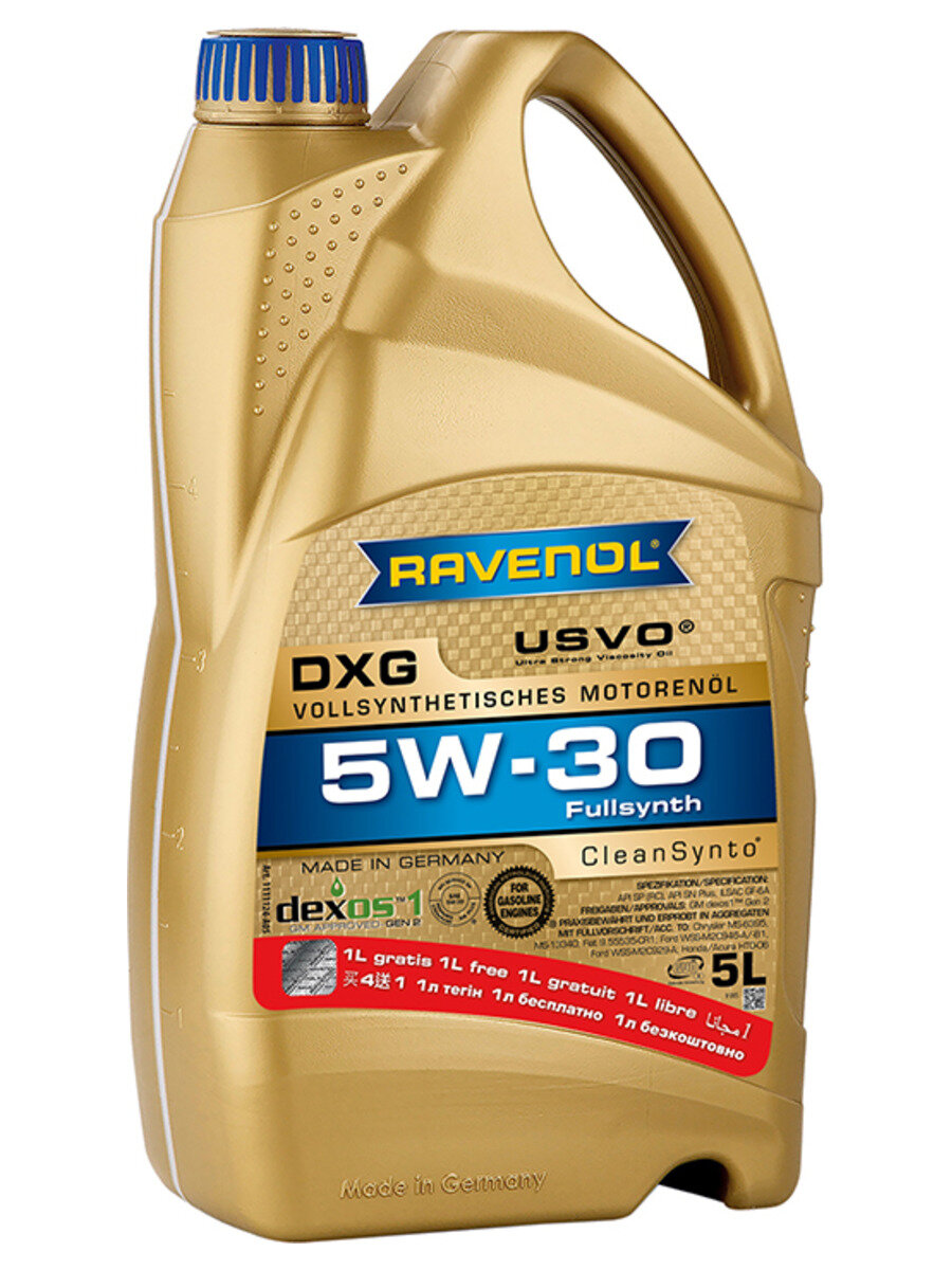 Моторное масло RAVENOL DXG SAE 5W-30 (5 л) 4+1