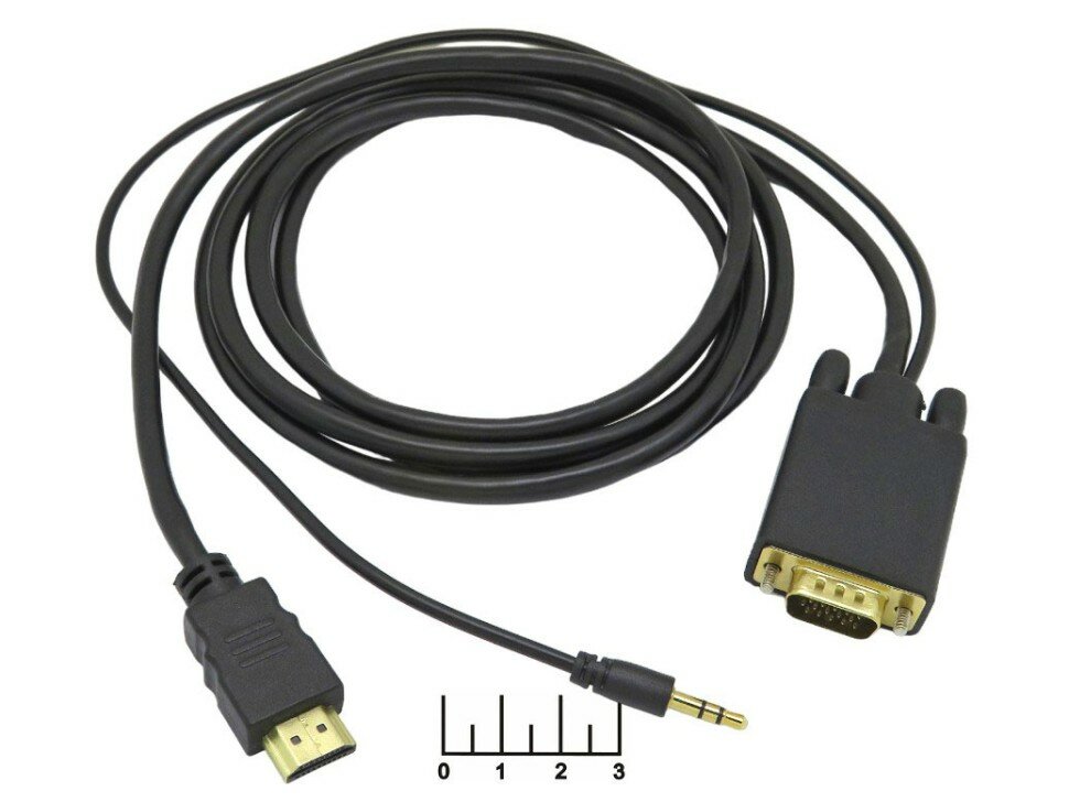 Конвертор HDMI-выход VGA 15pin + AUD 3.5 штекер 1.8м gold (фильтр) Cablexpert