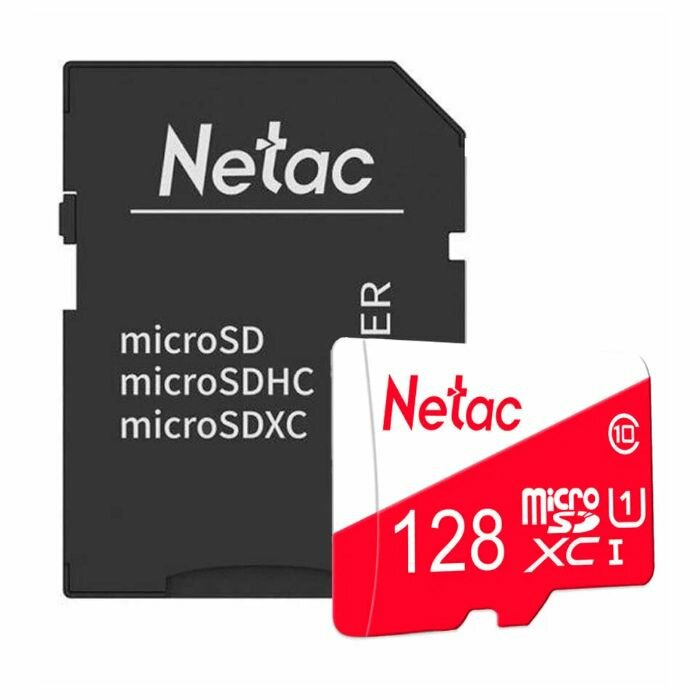 Карта памяти microSD 128Gb Netac P500 Eco Class 10 U1 + адаптер (NT02P500ECO-128G-R)