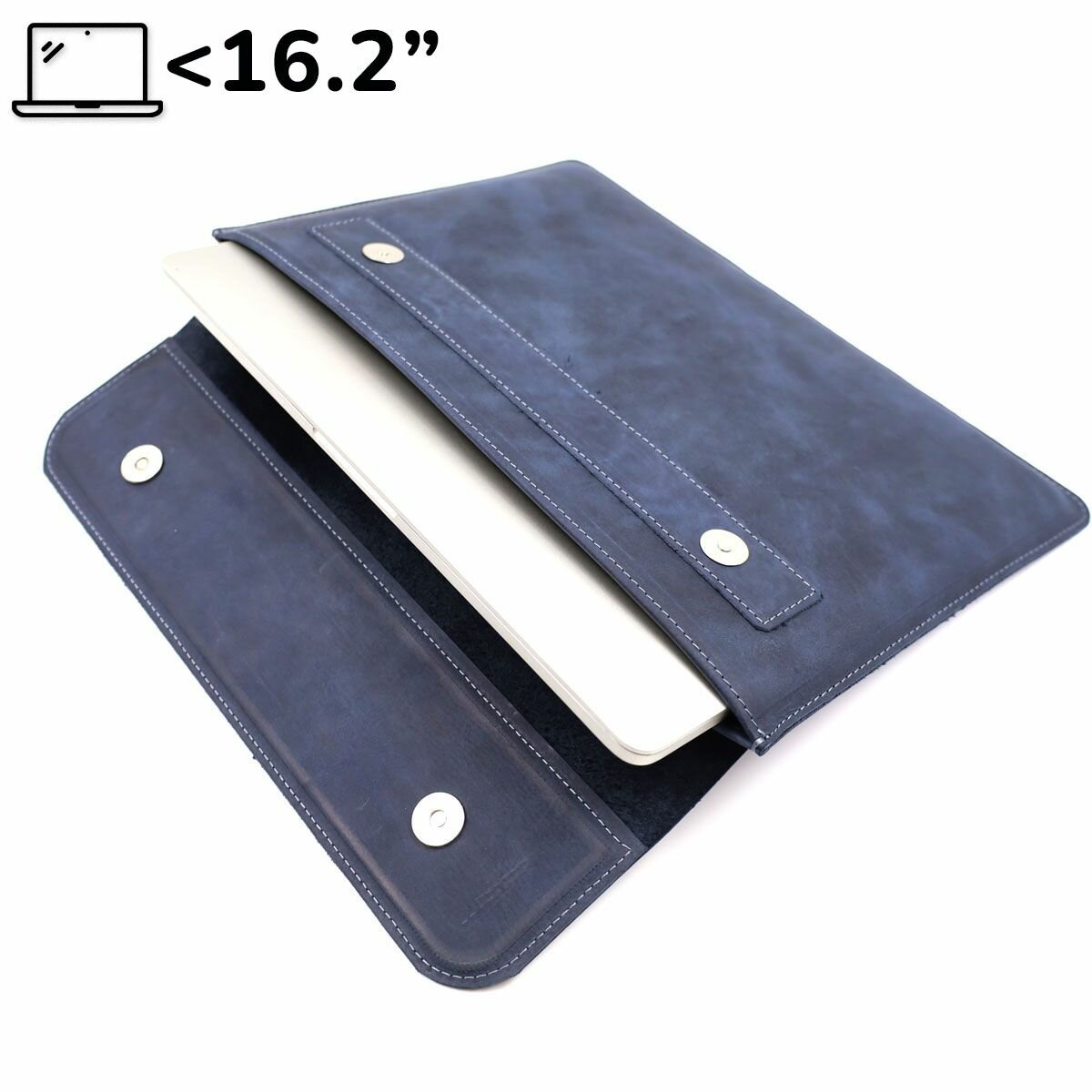 Чехол для Ноутбука 15,6 -16,0 дюймов из натуральной кожи (для HP, Honor, Asus, MacBook Pro 16), светло-синий, J. Audmorr - Newport 15.6 Saphire