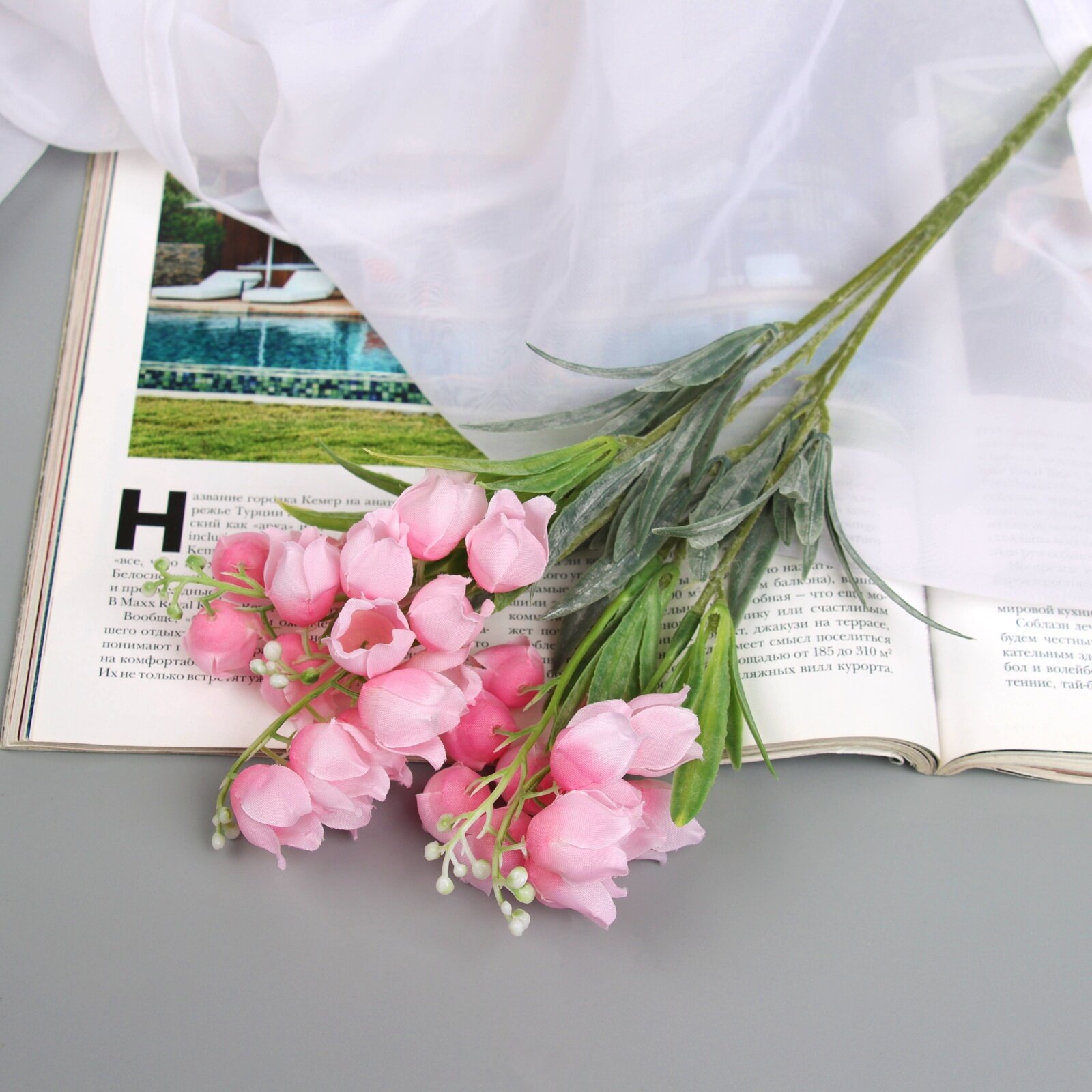 Букет искусственный «Колокольчик с напылением», h=27 см, розовый