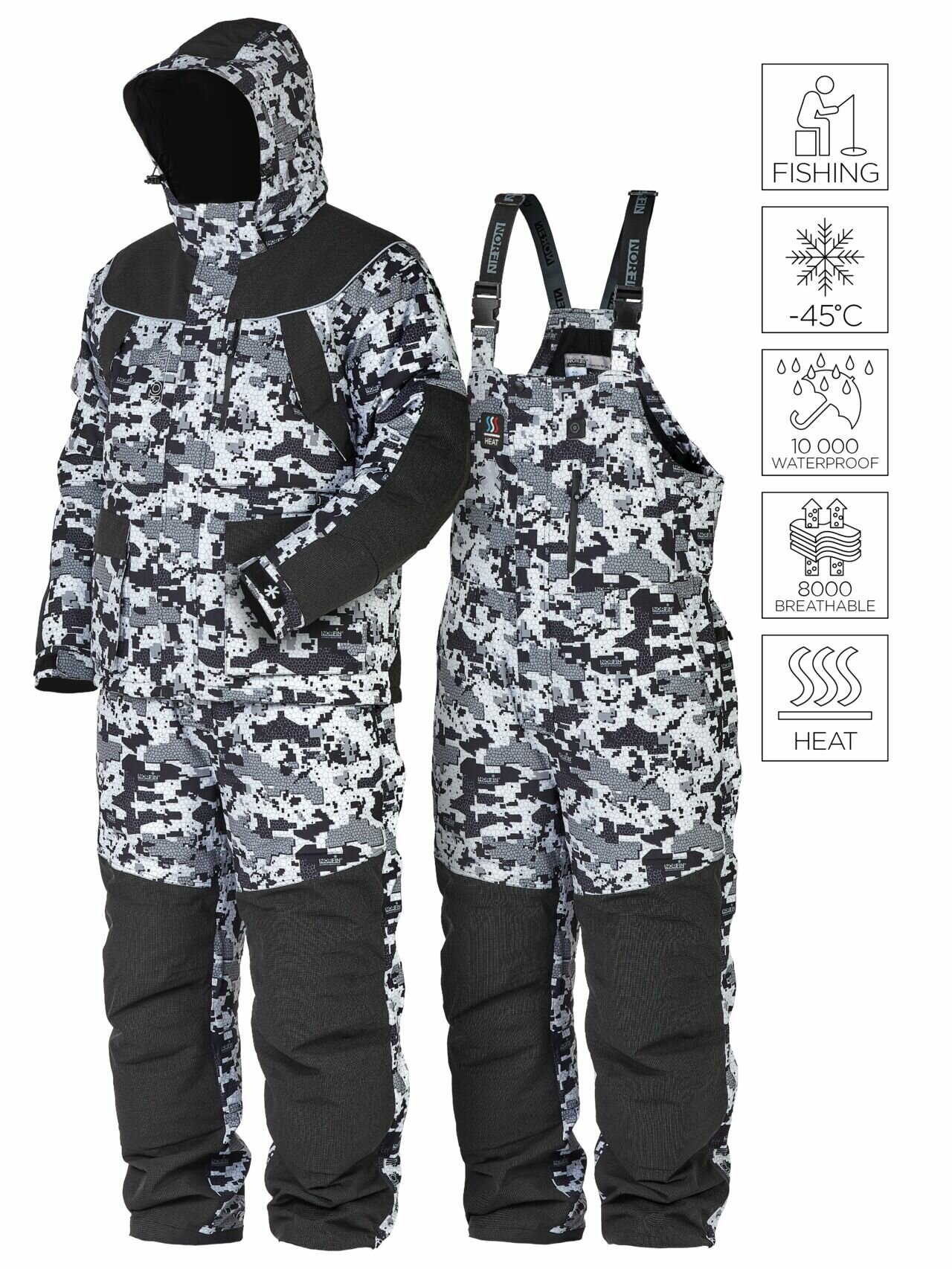 Костюм рыболовный тактический зимний Norfin EXPLORER 2 CAMO HEAT 01 р. S мужская камуфляжная одежда для охоты теплый спортивный тактический