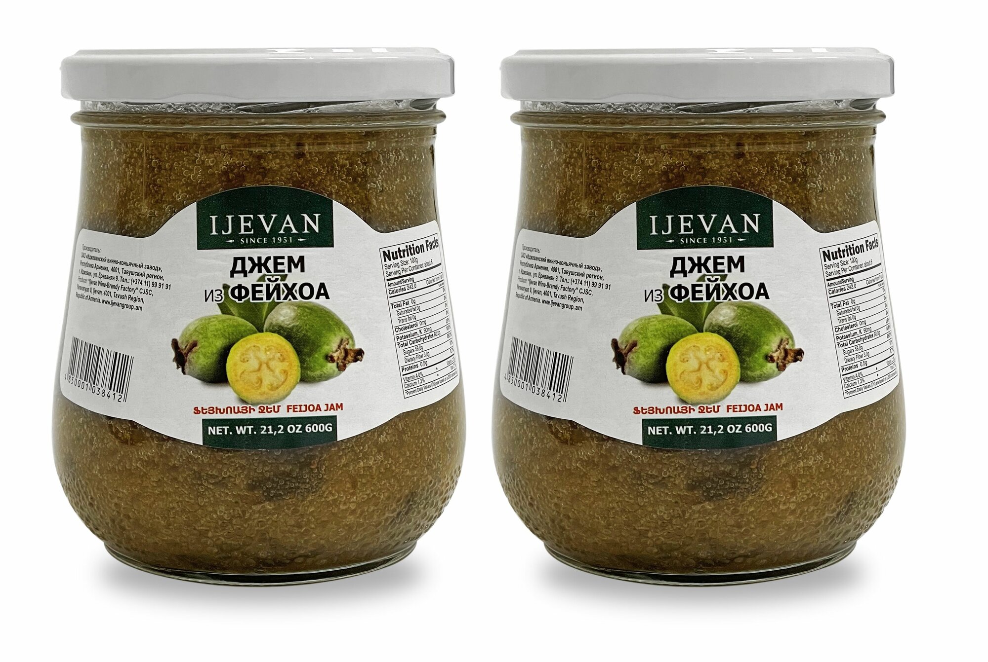 Джем из Фейхоа IJEVAN, 600г х 2шт. Армения Иджеван