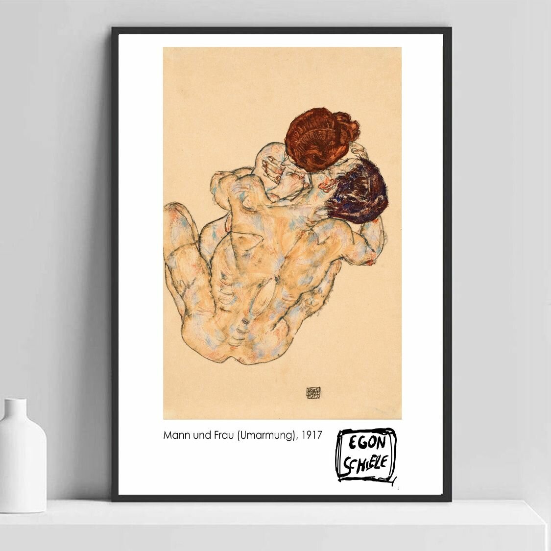 Постер Эгон Шиле / Egon Schiele "Мужчина и женщина" без рамы, размер А2