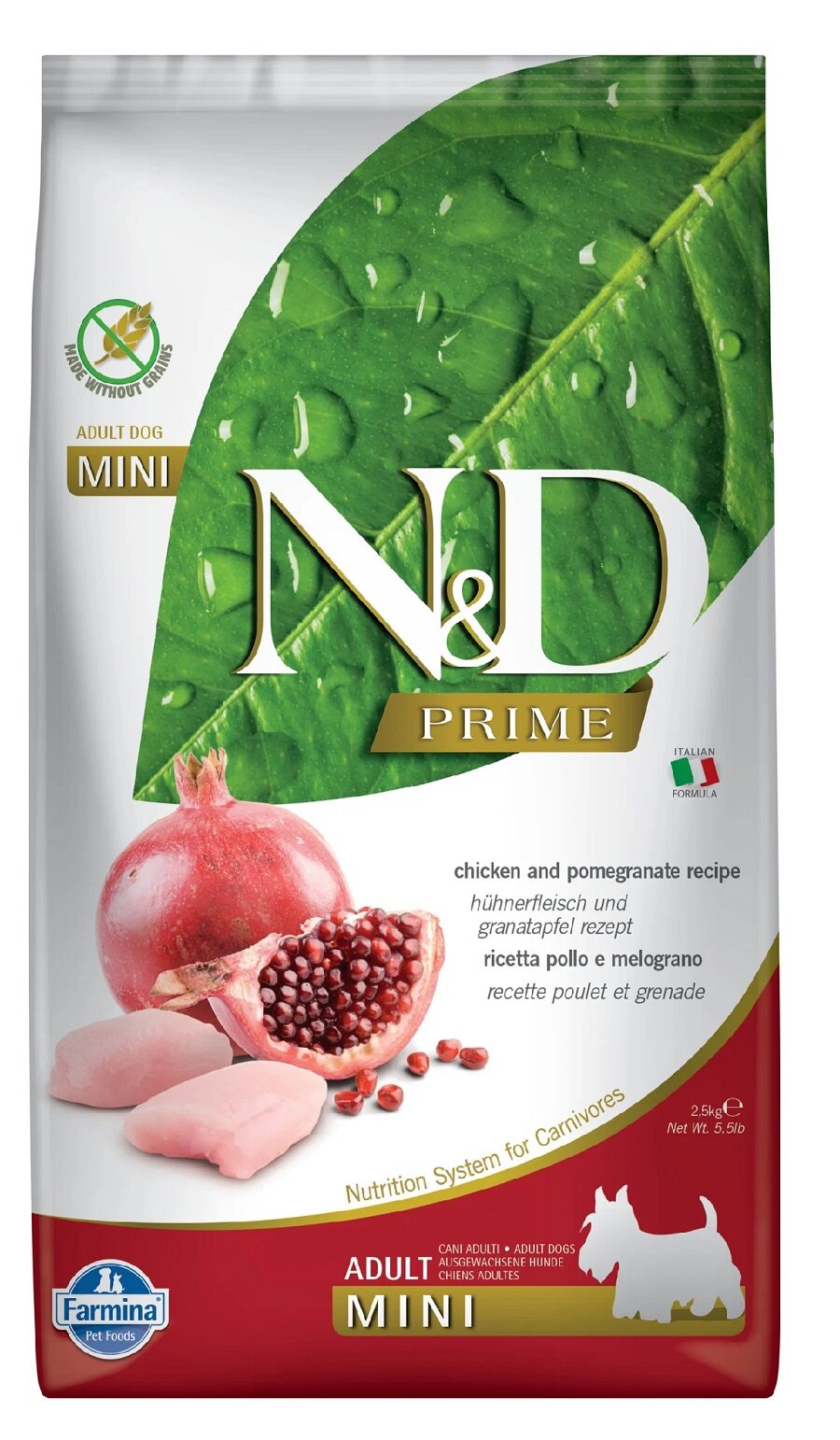 Farmina Корм сухой N&D Prime Dog Chicken & Pomegrante Adult MINI курица с гранатом для взрослых собак мелких пород 2,5 кг