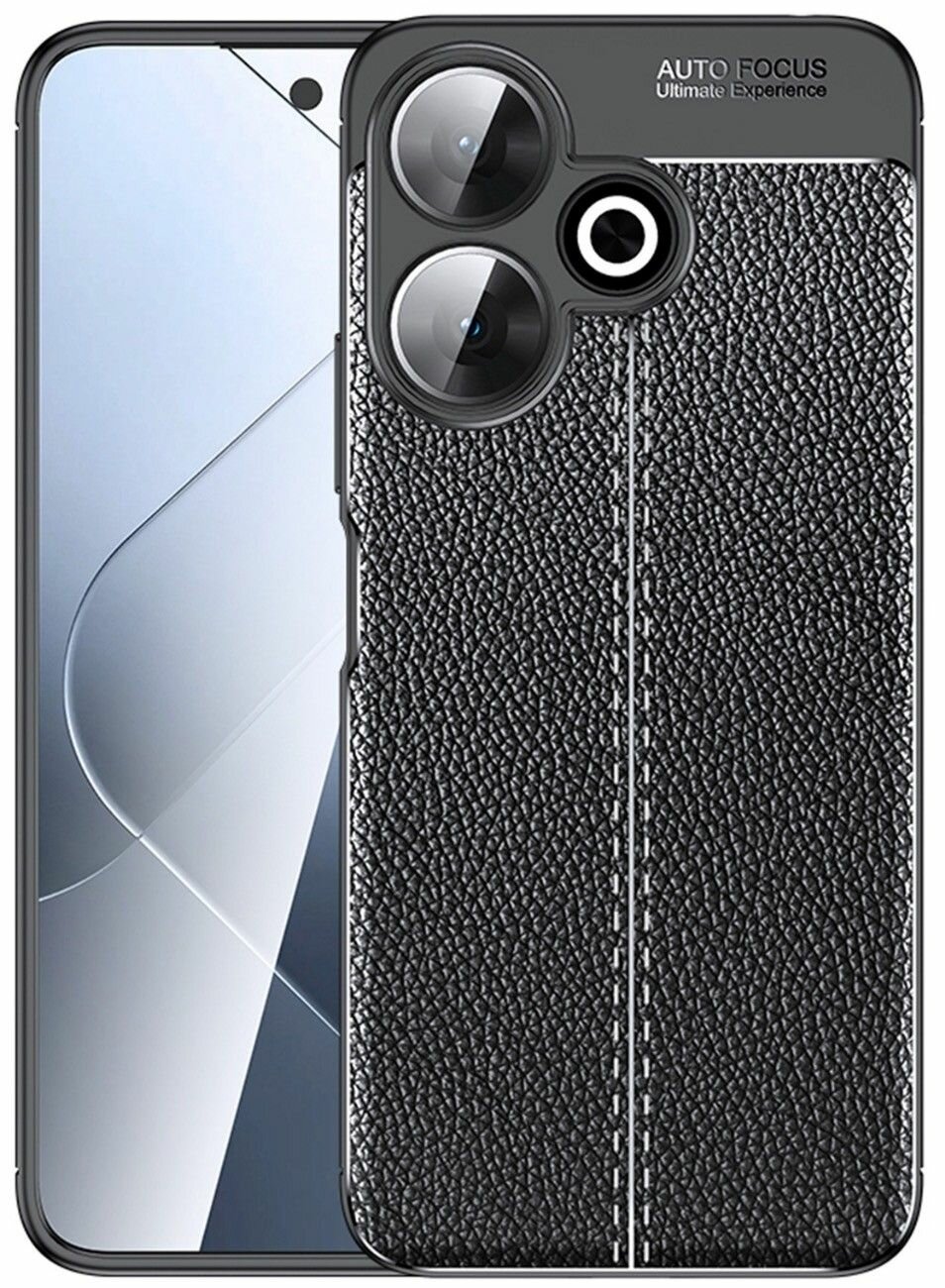 Чехол на Xiaomi Redmi 13 силиконовый под кожу чёрный противоударный