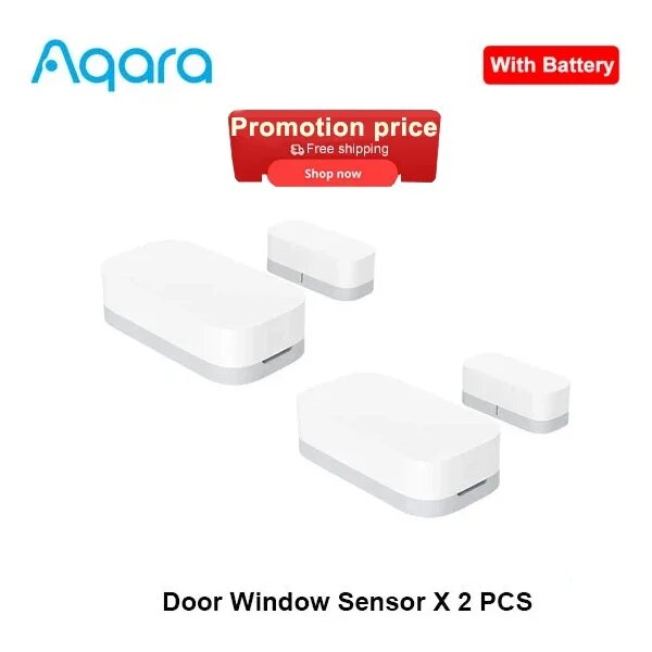Aqara Датчик двери/окна Mini Zigbee с функцией дистанционного управления, сигнализацией, охраной, умный датчик двери для Xiaomi Mi Home Apple Homekit — Датчик двери 2 шт.
