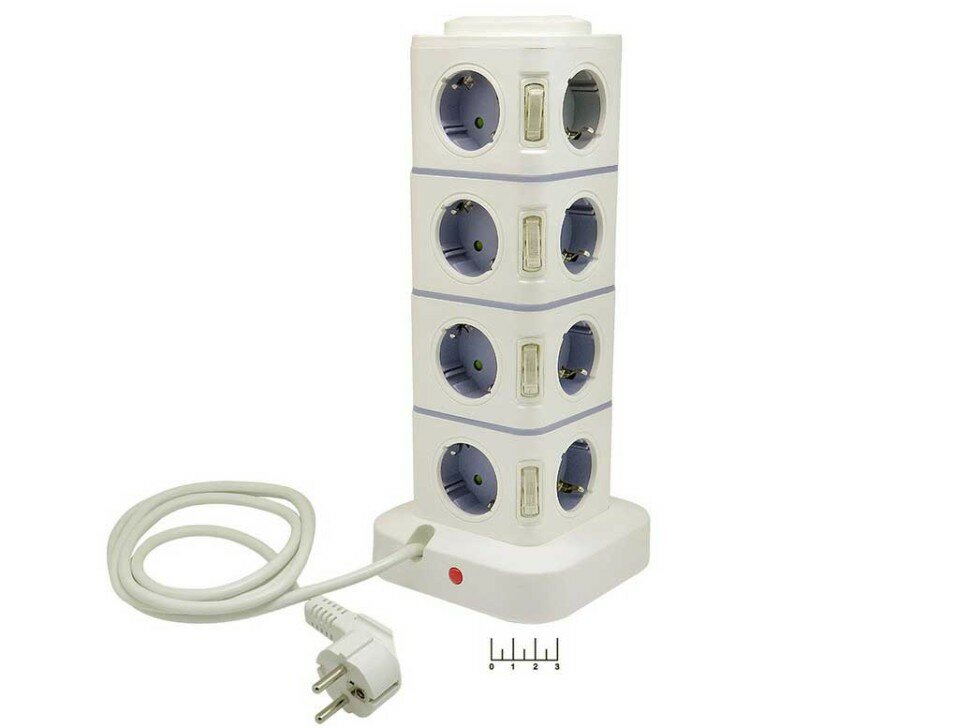 Сетевой фильтр 16/1.5м +4USB QQ-LD017-4P (max-16A)