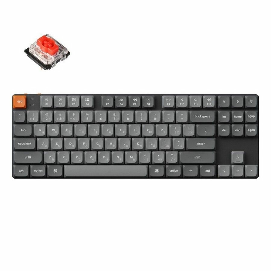 Беспроводная механическая ультратонкая клавиатура QMK Keychron K1 Max, 87 клавиш, Hot Swap, RGB-подсветка, Gateron Red Switch