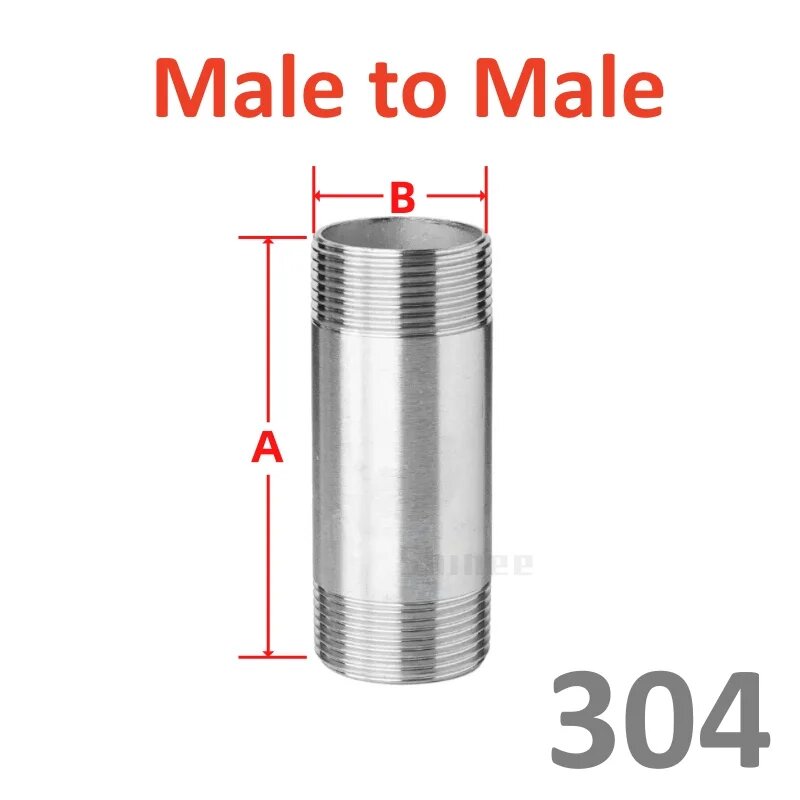Соединитель для ниппельной трубы из нержавеющей стали 304 B 1l2 BSP, A 150mm, Male to Male