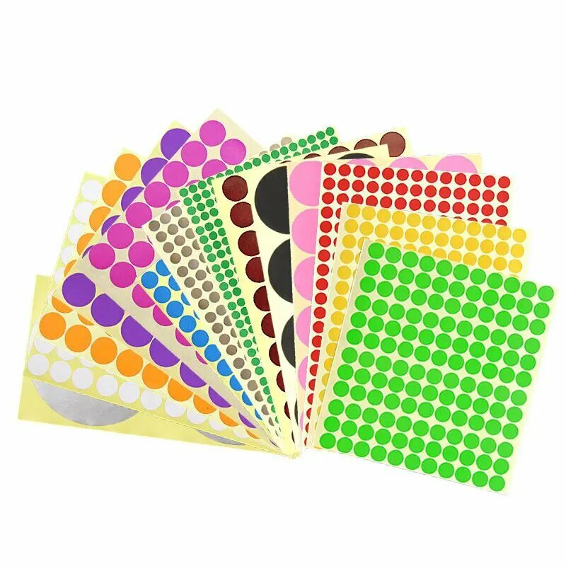 Набор круглых бумажных наклеек разных размеров 16mm, Розовый