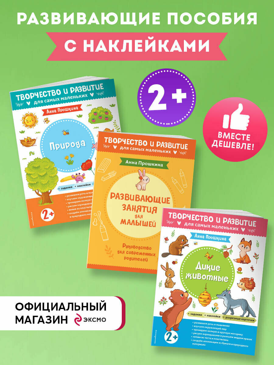 Прошкина А. А. Комплект из 2-х развивающих пособий с наклейками для детей от 2 лет + руководство для родителей