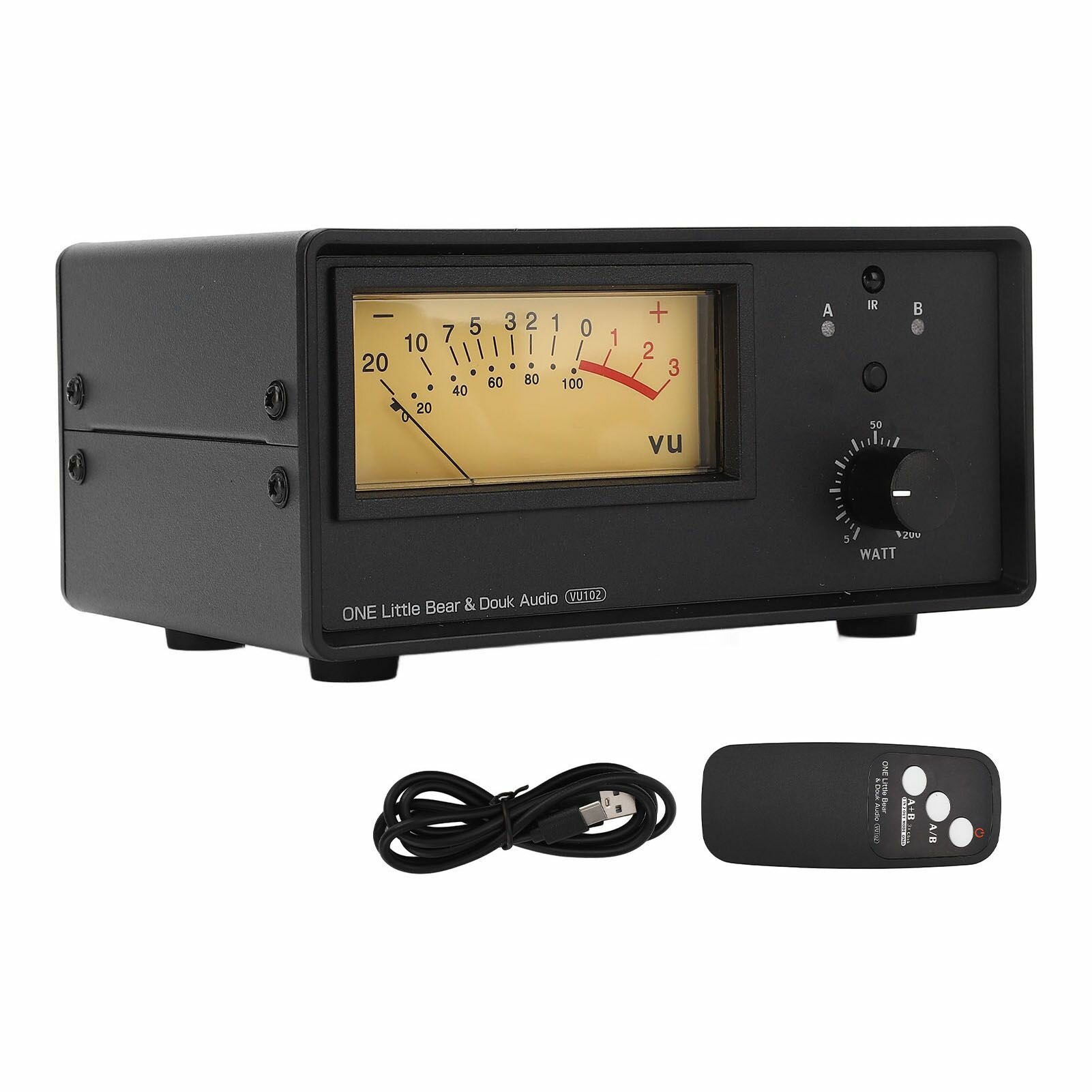 Усилитель 200 Вт 2в1, селектор динамиков, пульт ДУ, измеритель уровня VU