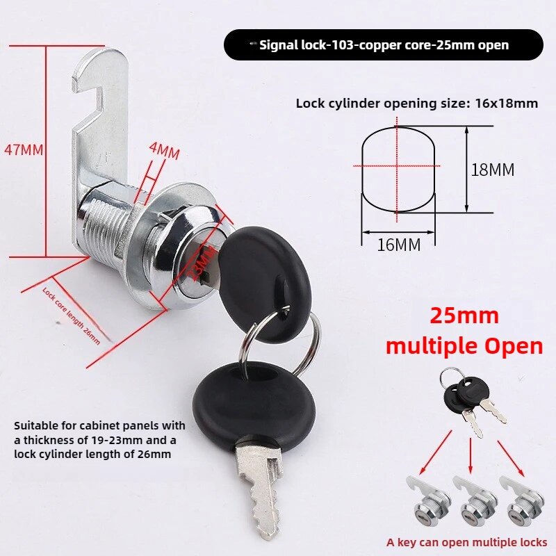 Кулачковый замок для мебели 25mm multiple Open