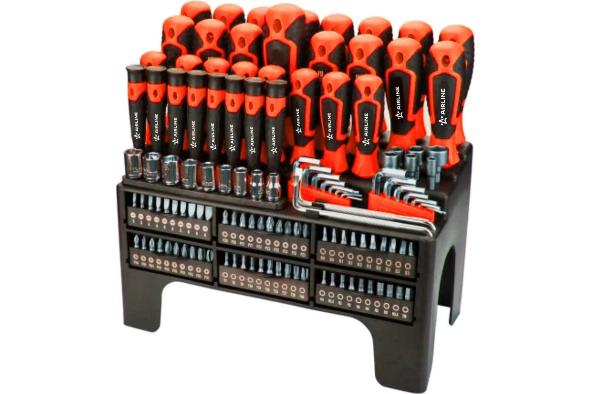 ATAU051 AIRLINE Набор отвёрток, бит и головок 125 пр. в подставке (SL, PH, PZ, HEX, TORX, SQUARE) блистер (ATAU051)