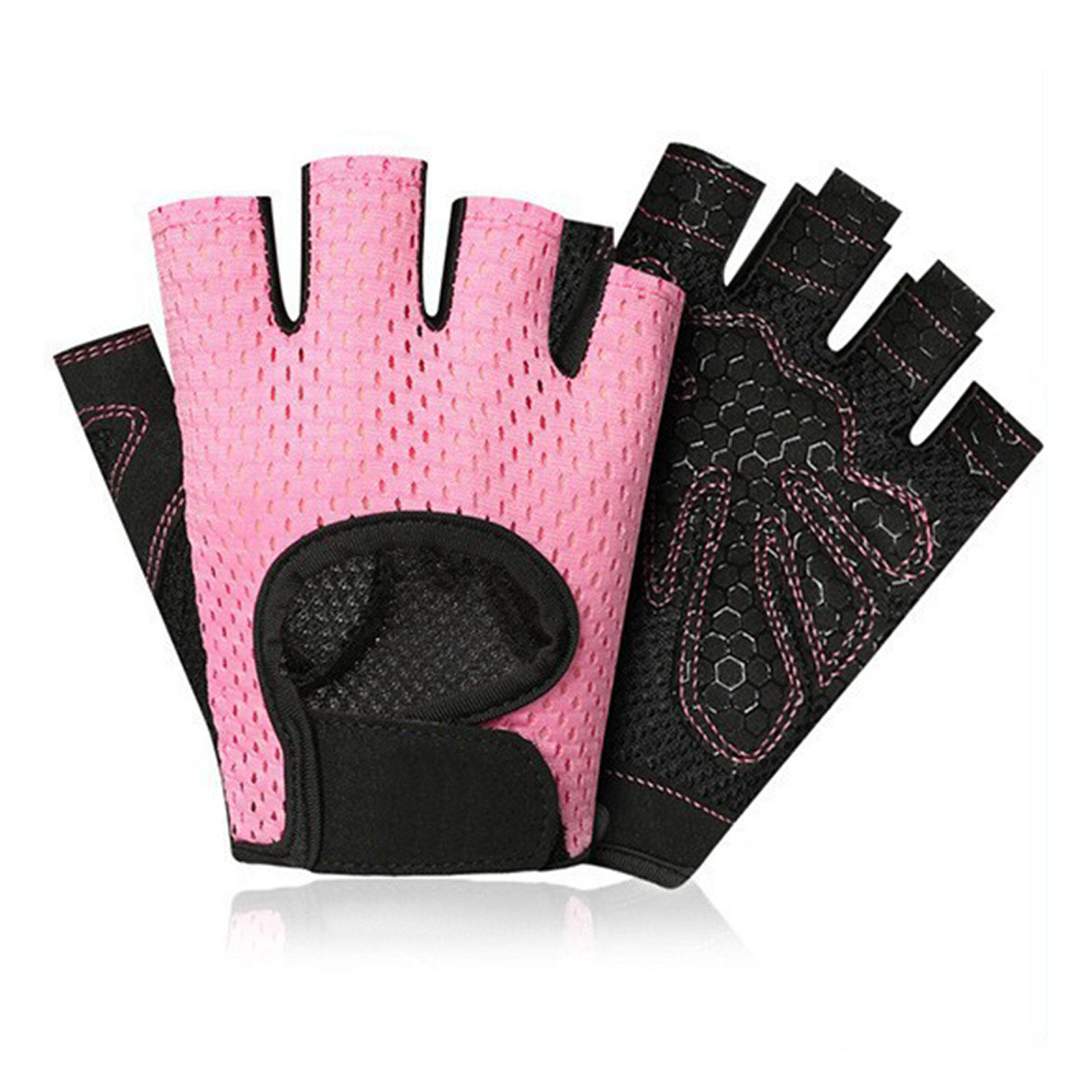 Фитнес-перчатки Тренировочные перчатки для мужчин и женщин Спортивные перчатки для тяжелой атлетики, велотренировок, полупальцевые, розовые, размер S