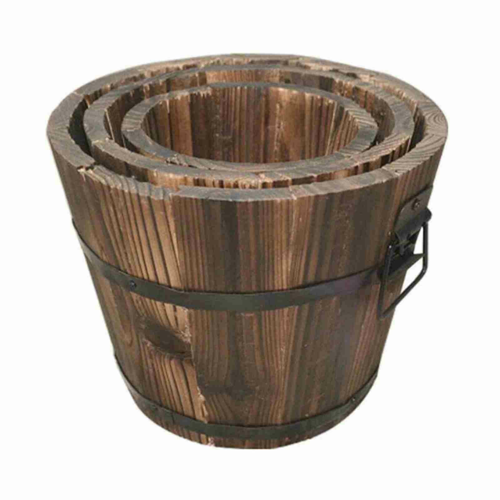 Горшок для цветов из цельного дерева, винтажная маленькая деревянная бочка, переносной садовый контейнер