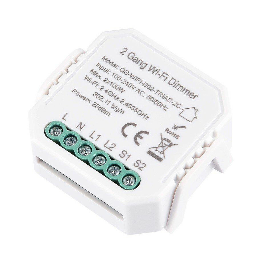 WI-FI реле ST9000.500.02C 2 канала 2*150W IP20 L46xW46xH18,230V Белый
