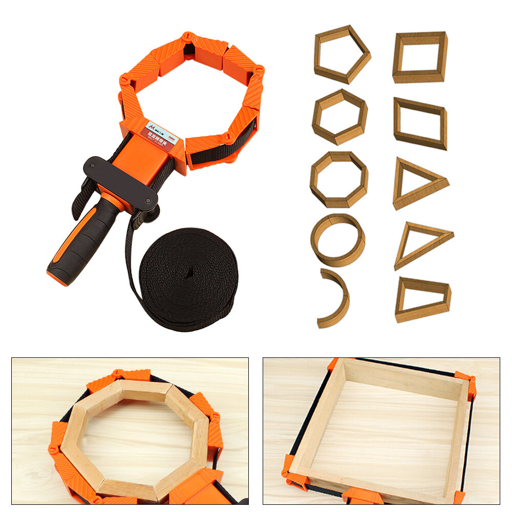 Деревообрабатывающий Многоугольный Угловой Зажим с нейлоновыми Ремнями толщиной 13,1 фута, Нескользящей Ручкой TPR и Широкоугольным Складывающимся Зажимом