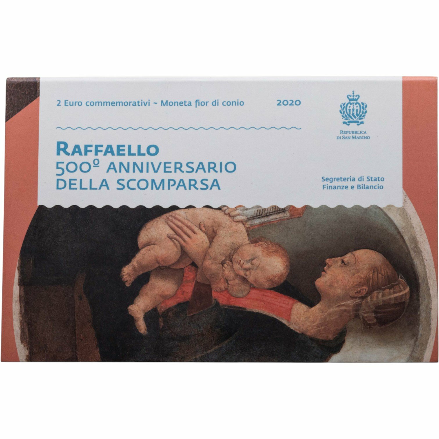 Сан-Марино 2 евро (euro) 2020 500 лет со дня смерти Рафаэля в памятном буклете