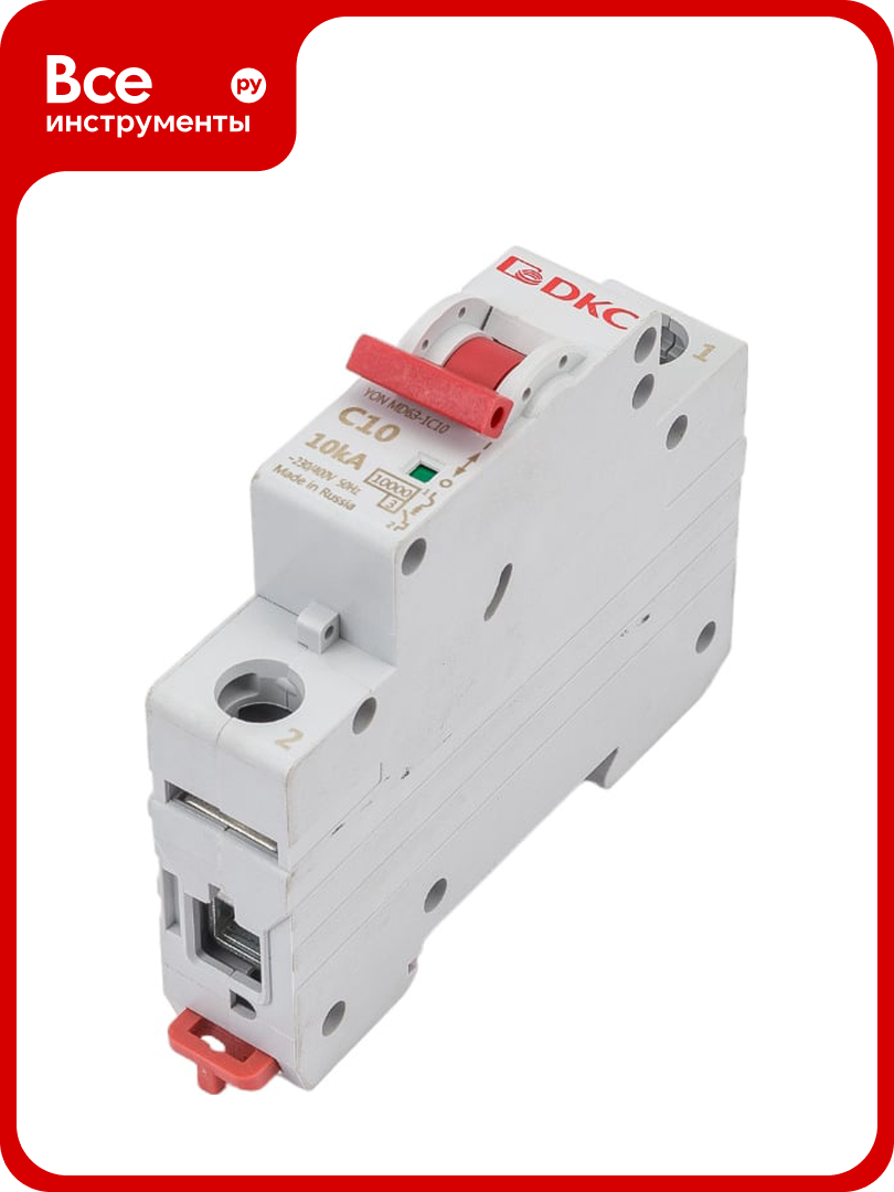 Автоматический модульный выключатель DKC YON MD63 1P 10А C 10kA MD63-1C10-10, для применения электрических цепях, 10 А