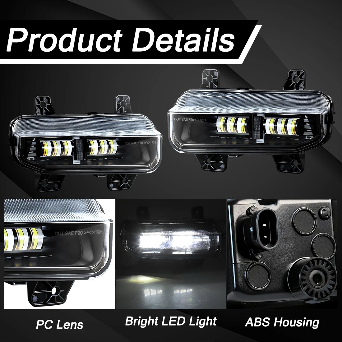 Противотуманная фара в сборе для Dodge Ram 1500 2500 3500 2019 2020 2021 2022 2023 2024 6 светодиодная противотуманная фара, передний бампер, аксессуары для фар
