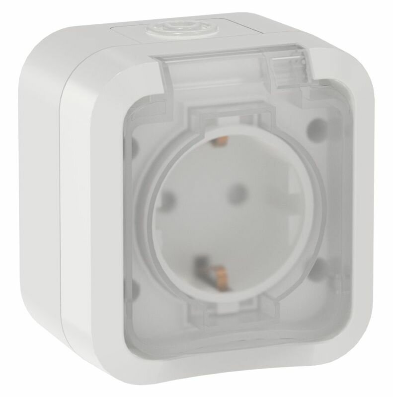 Розетка 1-м ОП TORS TS320 16А IP55 с заземл. с крышкой бел. IEK TS-R16-16-55-K01