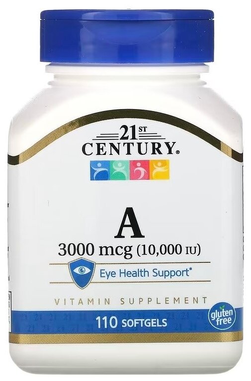 Отдельные витамины 21st Century Vitamin A 3000 mcg (110 капсул) 10000