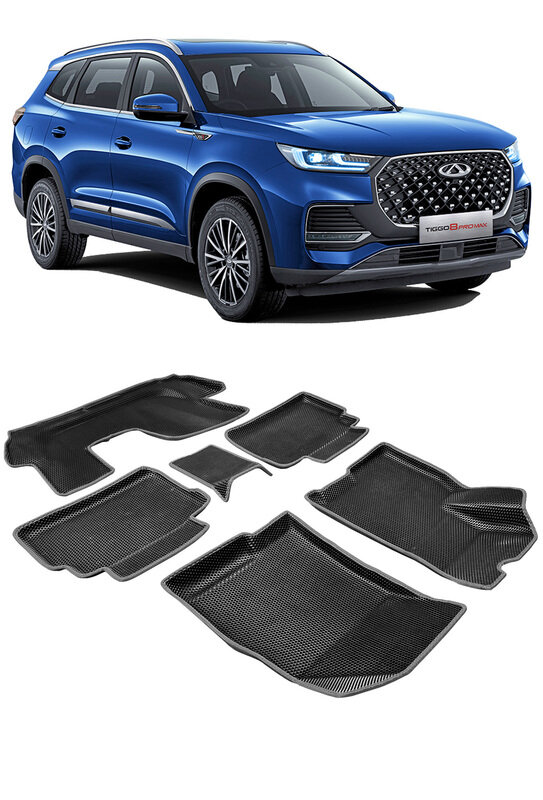 Chery Tiggo 8 PRO Max 7 мест пресс борта 2022 - н. в. коврики EVA Smart Комплект в салон 7 мест