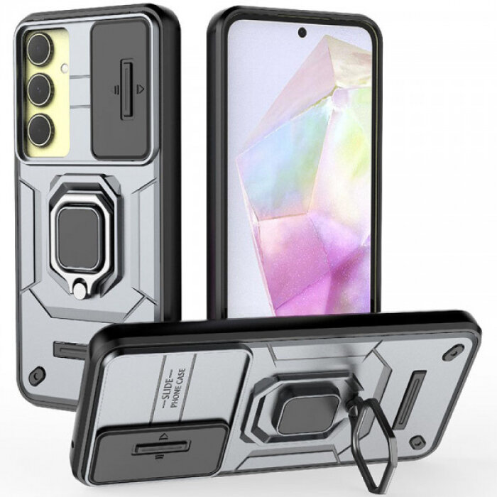 Transformer Ring Holder Противоударный чехол с кольцом и шторкой камеры для Samsung Galaxy A35