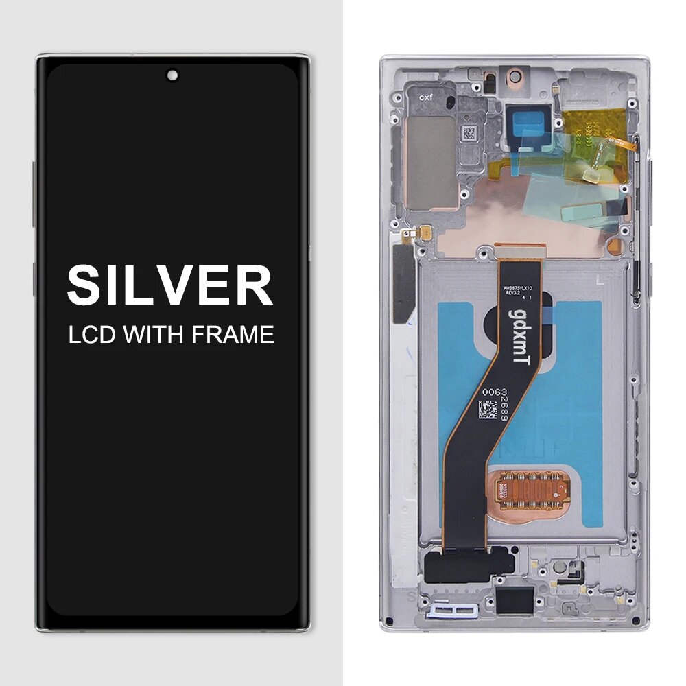 Экран AMOLED Note 10 Plus для Samsung Galaxy Note 10 + N975F ЖК-дисплей с сенсорным экраном и поддержкой рамки S Pen отпечатки пальцев With Silver Frame