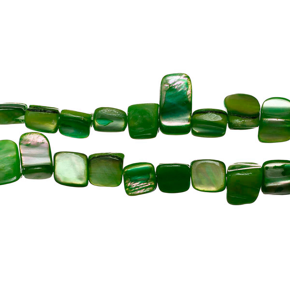 Бусина перламутр, 8х7-10х8мм, трубочка, травянисто-зеленая, 45 шт, низка