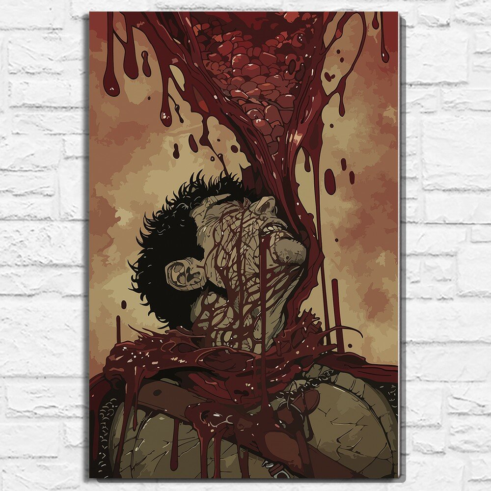 Картина по номерам на холсте аниме Берсерк Гатс (Guts, Дарк Фэнтези, Berserk) - 15710 60x40 В