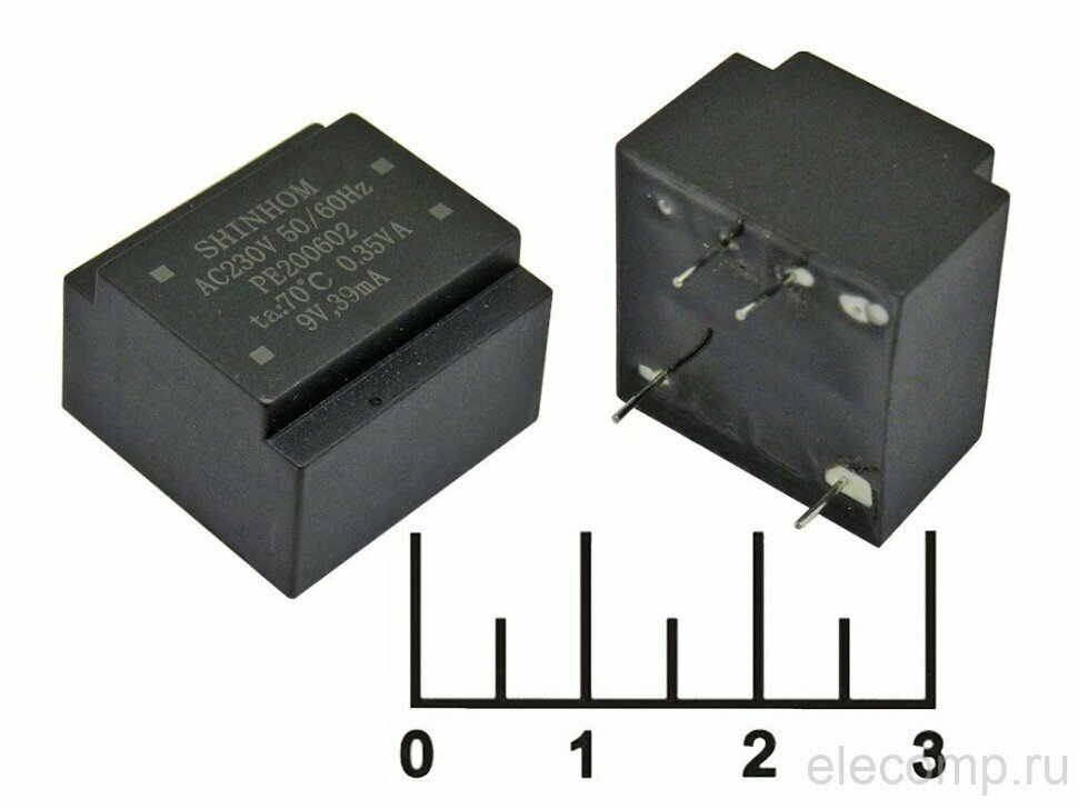 Трансформатор 9V 0.39A PE200602