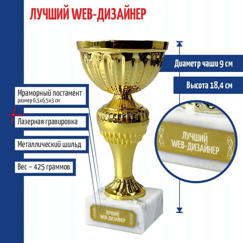 Статуэтка Кубок "Лучший Web-дизайнер" на мраморном постаменте (18,4 см)