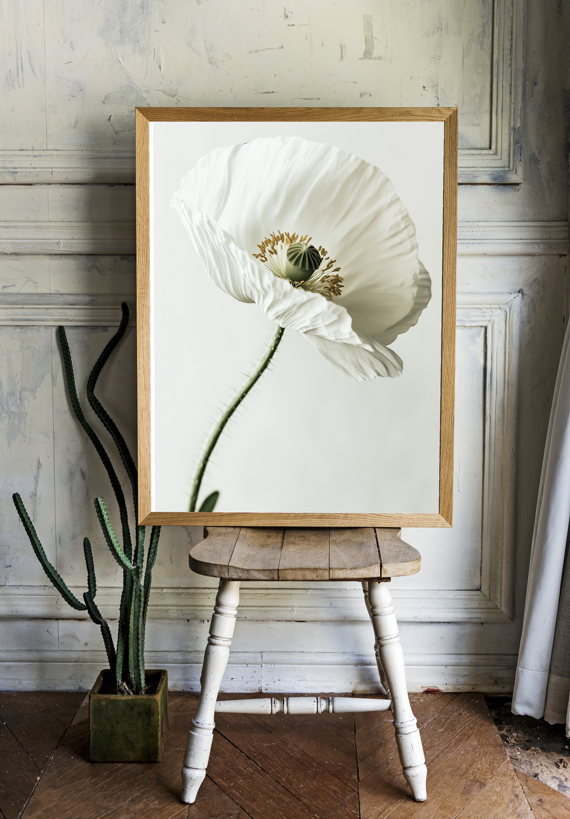 Постер "Белый мак в минимализме" 50x70 без рамы