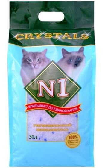 N1_ Силикагелевый наполнитель (Crystals), 30л: синий 12,2кг 12.2 кг