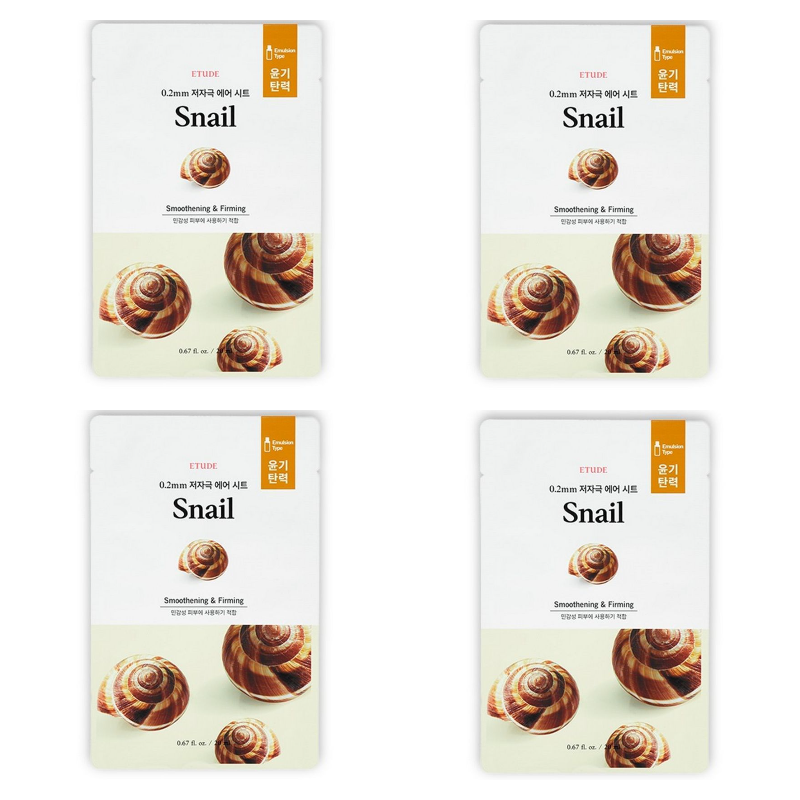 Тканевая маска Etude с фильтратом слизи улитки, 20 мл, 4 шт