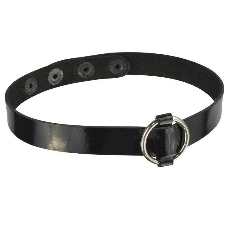 Чокер Sitabella, с кольцом и перемычкой, кожаный, регулируемая длина, чёрный