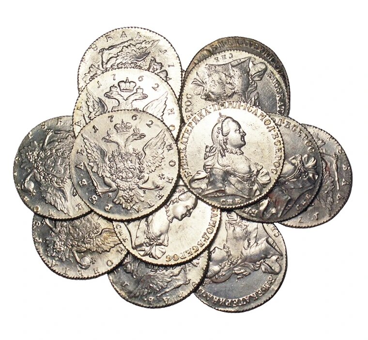 Рубль 1762 года, однородное серебро т/н сувенирная копия монеты, нумизматика, деньги для коллекции