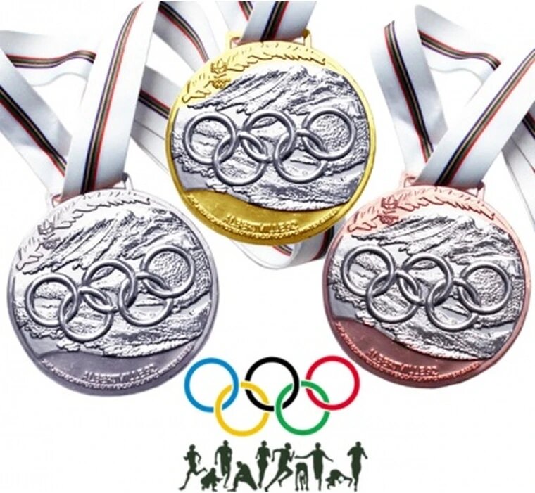 Олимпийские медали Альбервиль 1992, золото, серебро, бронза, 3 шт. сувенирная копия, ордена медали и награды