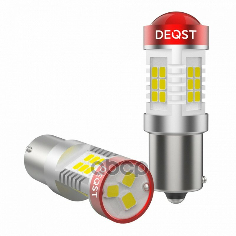 Лампа светодиодная S25 P21W BA15s 12-24V 5,5W 6000K 1300lm 2шт DEQST арт. 241001