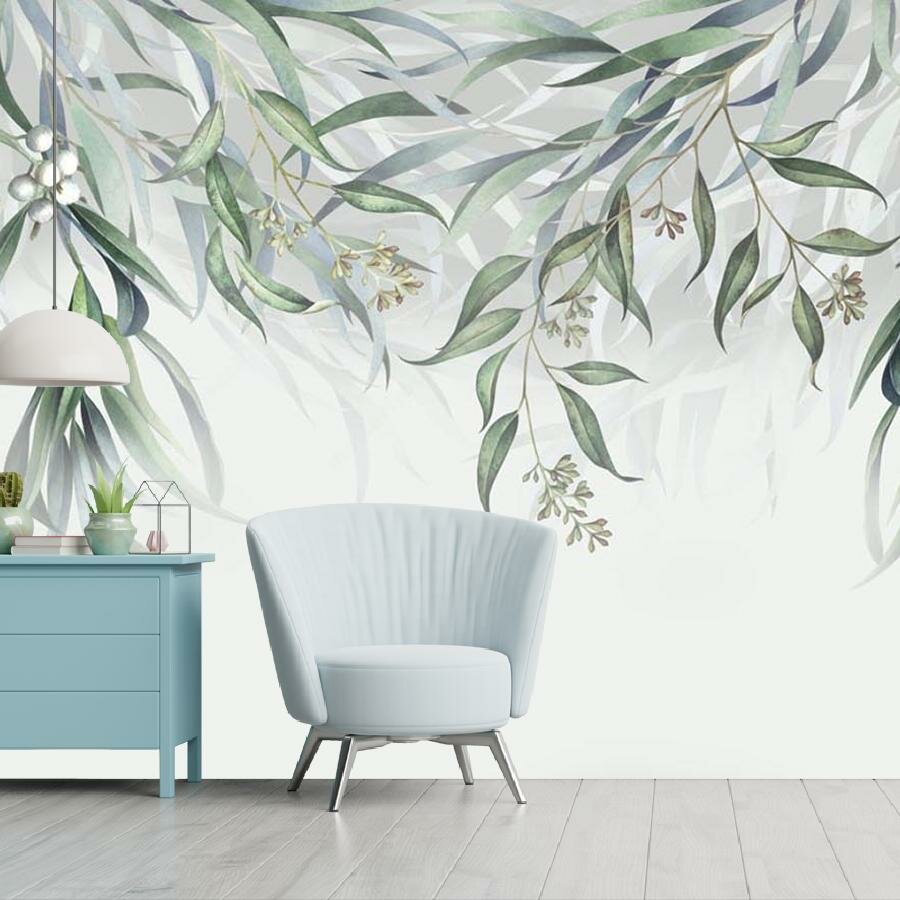 Фотообои Зеленые листья сверху 13-507-XL-Песок 270 x 500 см (ВхШ) Метровые, флизелиновые, влагостойкие обои MasterFresok