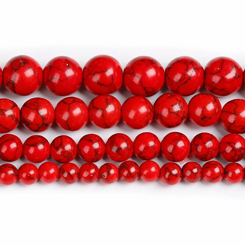 MOON BEADS Бусины агат и амазонит 4-12 мм Красный, 4mm 89-95pcs 1lot, Red Turquoises